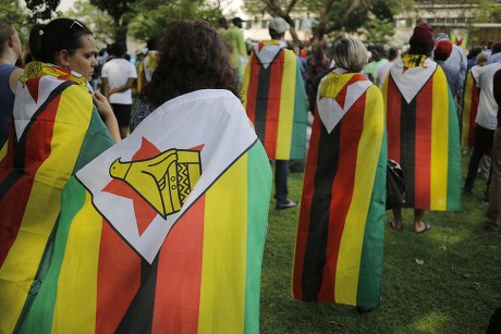 Zimbabweans Wear Their National Flag During Editorial Stock Photo ...