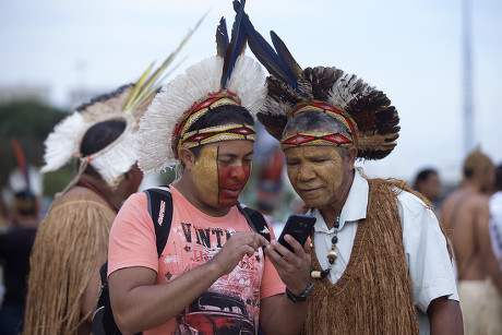 Brazilian Natives Different Regions Protest Calling Editorial Stock ...