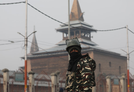 Indian Paramilitary Soldier Stands Guard During Editorial Stock Photo ...