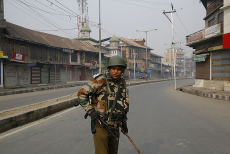 Indian Paramilitary Soldier Stands Guard During Editorial Stock Photo ...