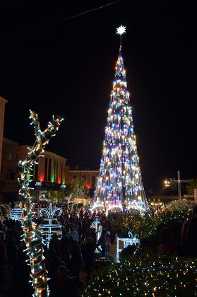 View Illuminated Decorations 28meterhigh Christmas Tree Editorial Stock ...