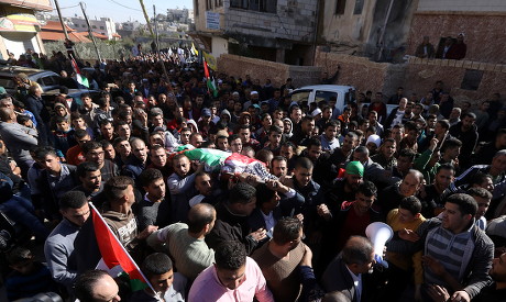 Palestinians Carry Body Mahmoud Odeh During Editorial Stock Photo ...