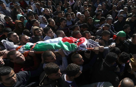 Palestinians Carry Body Mahmoud Odeh During Editorial Stock Photo ...