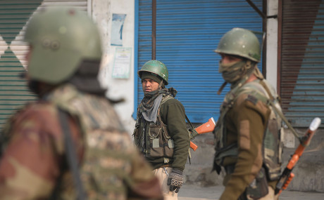 Indian Paramilitary Soldiers Stand Guard During Editorial Stock Photo ...