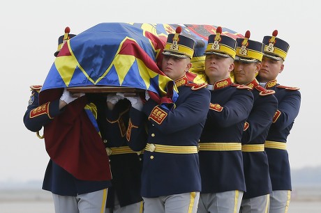 Romanian Honor Guard Soldiers Carry Flagdraped Editorial Stock Photo ...