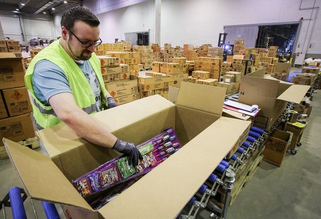 Worker Prepares Box Pyrotechnic Articles Picking Editorial Stock Photo ...