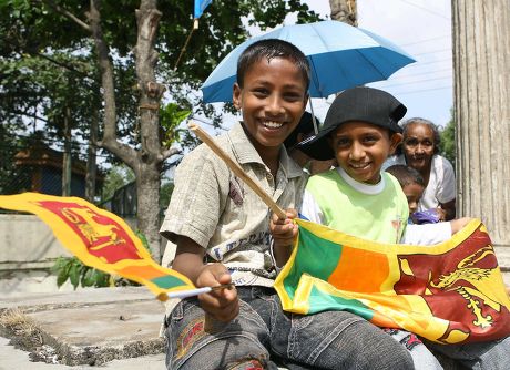 Sri Lankan Boys Wave National Flags Editorial Stock Photo - Stock Image ...