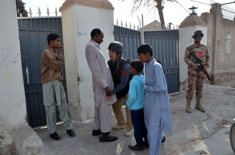 Pakistani Security Officials Frisk People Outside Editorial Stock Photo ...