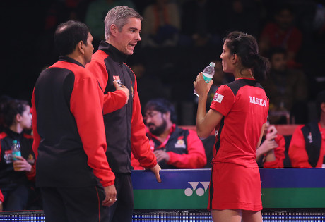 Spanish Badminton Player Carolina Marins Coach Editorial Stock Photo ...