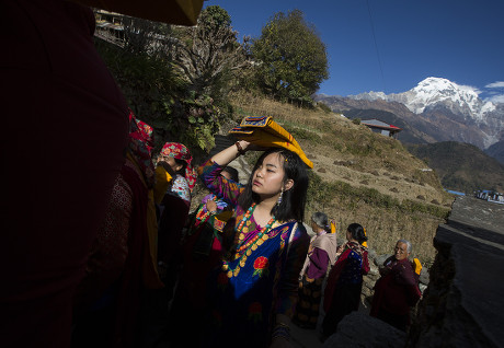 Nepalese Indigenous People Gurung Community Wearing Editorial Stock ...