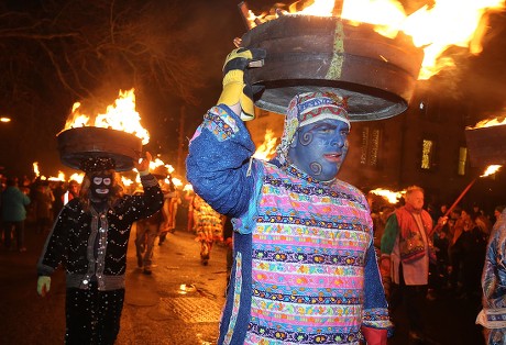 Participants Carrying Burning Barrels Tar On Editorial Stock Photo ...