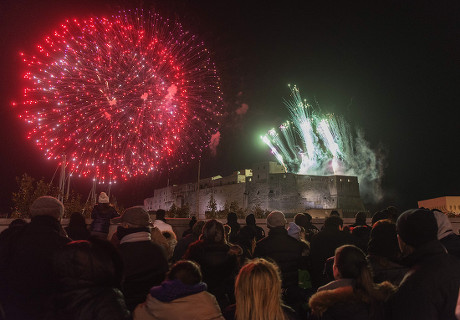 Naples Fireworks On Seafront Via Caracciolo Editorial Stock Photo ...