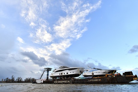 Luxury Yachts Transported On Pontoon Duesseldorf Editorial Stock Photo ...