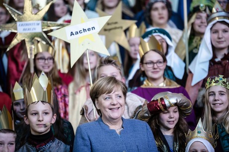 German Chancellor Angela Merkel C Children Editorial Stock Photo ...