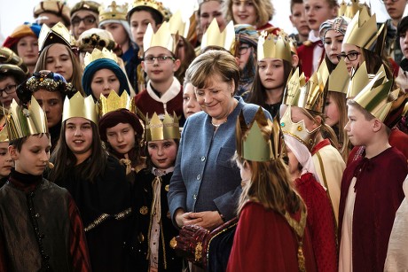 German Chancellor Angela Merkel C Children Editorial Stock Photo ...