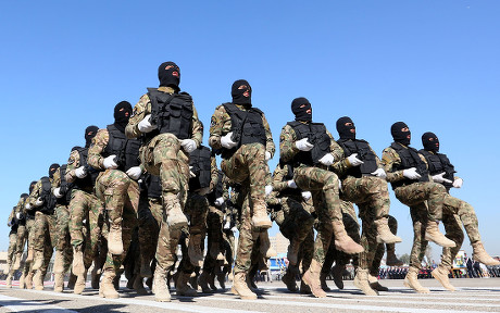 Iraqi Policemen March During Parade Celebrate Editorial Stock Photo ...