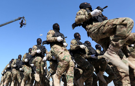 Iraqi Policemen March During Parade Celebrate Editorial Stock Photo ...