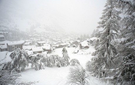 Huge Amounts Snow Pictured Zermatt Switzerland Editorial Stock Photo ...