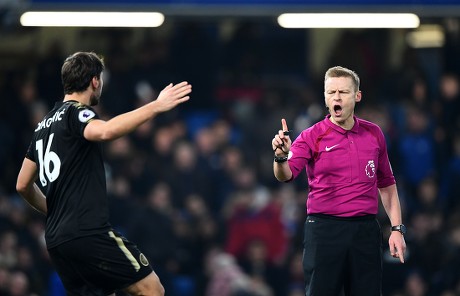 Referee Mike Jones Aleksandar Dragovic Leicester Editorial Stock Photo ...