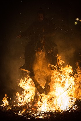 Man Rides Horse Through Bonfire During Editorial Stock Photo - Stock ...