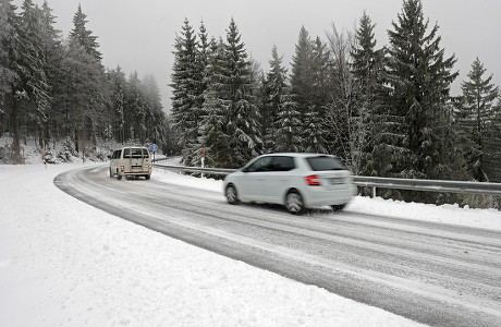 Cars On Snowy B500 Black Forest Editorial Stock Photo - Stock Image ...