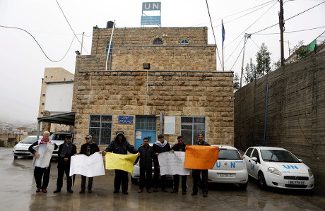Palestinian Men Protest Outside Unrwa Office Editorial Stock Photo ...