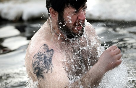 Epiphany swimming in Moscow, Russian Federation - 19 Jan 2018 Stock ...