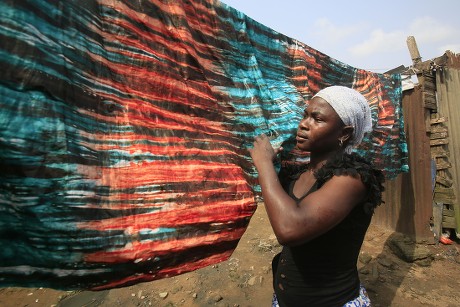 Woman Hangs Dyed Textiles Adjame Abidjan Editorial Stock Photo - Stock ...
