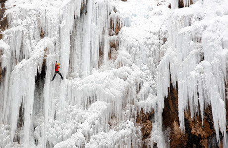 Iranian Ice Climbers Prepare Scale Ice Editorial Stock Photo - Stock ...