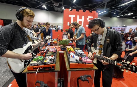 Convention Goers Experience Musical Instruments During Editorial Stock ...