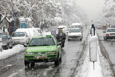 Iranians Drive Street During Heavy Snowfall Editorial Stock Photo ...