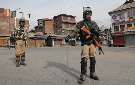 Indian Paramilitary Soldiers Stand Guard During Editorial Stock Photo ...