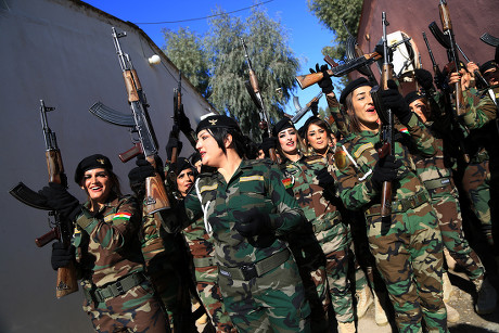 Female Peshmerga Officers Celebrate After Their Editorial Stock Photo ...