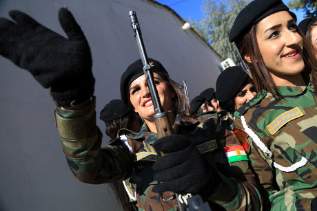 Female Peshmerga Officers Celebrate After Their Editorial Stock Photo ...