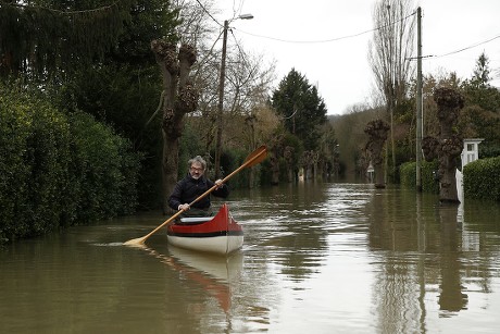 Man Uses Canoe Middle Flooded Street Editorial Stock Photo - Stock ...