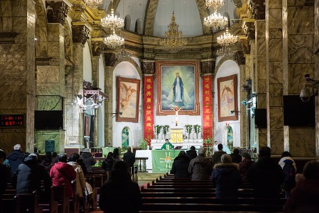 Chinese Catholics Pray They Attend Morning Editorial Stock Photo ...