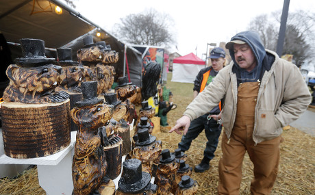 Visitors Look Over Display Carved Groundhogs Editorial Stock Photo ...