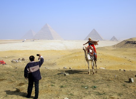 Tourists visit the Pyramids of Giza, Egypt - 03 Feb 2018 Stock Pictures ...