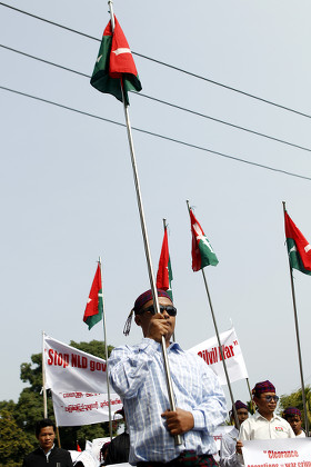 Kachin People Hold Placards Kachin Flags Editorial Stock Photo - Stock ...