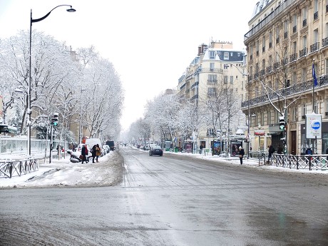 Paris Under Heavy Snow Fall After Editorial Stock Photo - Stock Image ...