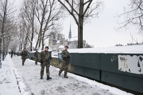 Paris Under Heavy Snow Fall After Editorial Stock Photo - Stock Image ...