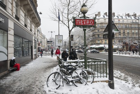 Paris Under Heavy Snow Fall After Editorial Stock Photo - Stock Image ...