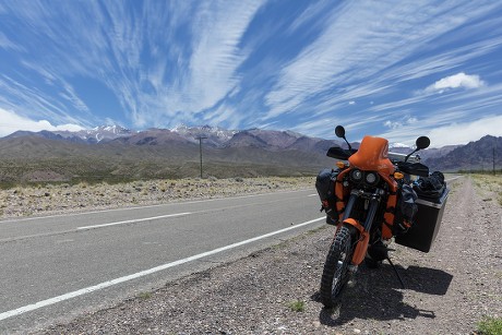 Heavily Packed Motorcycle On Roadside Uspallata Editorial Stock Photo ...
