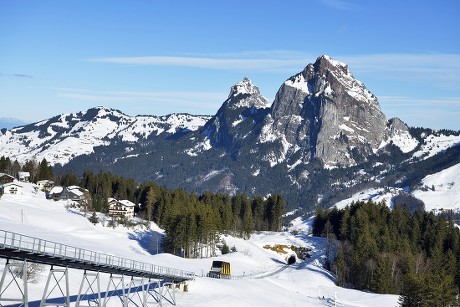 Schwyzstoos Cable Car Steepest Funicular World Editorial Stock Photo ...
