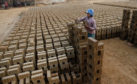 Myanmar Laborer Lines Bricks Dry Sun Editorial Stock Photo - Stock Image | Shutterstock
