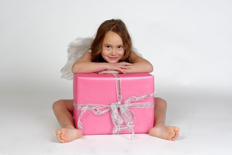 Model Released Girl Christmas Angel Present Editorial Stock Photo ...
