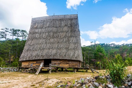 Traditonal Vietnamese Bahnar Rong Wooden House Editorial Stock Photo ...