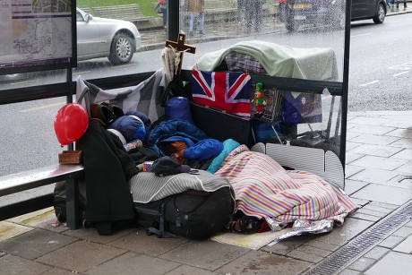 Homeless Person Asleep Bus Shelter Editorial Stock Photo - Stock Image ...