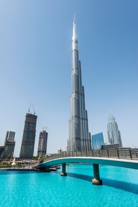 Burj Khalifa Lake Bridge Dubai Emirate Editorial Stock Photo - Stock ...