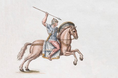 Roman Soldier On Horseback Handcoloured Copper Editorial Stock Photo ...